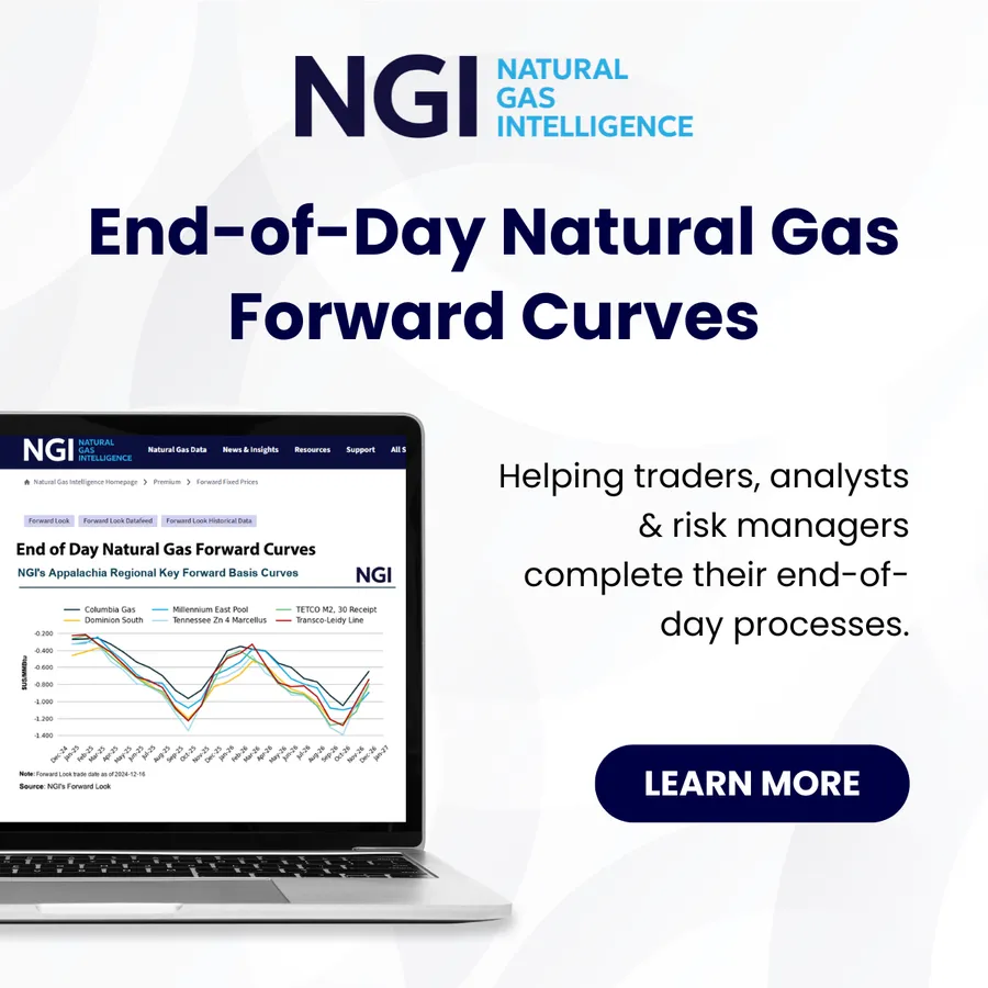 NGI's End-of-Day Natural Gas Forward Curves
