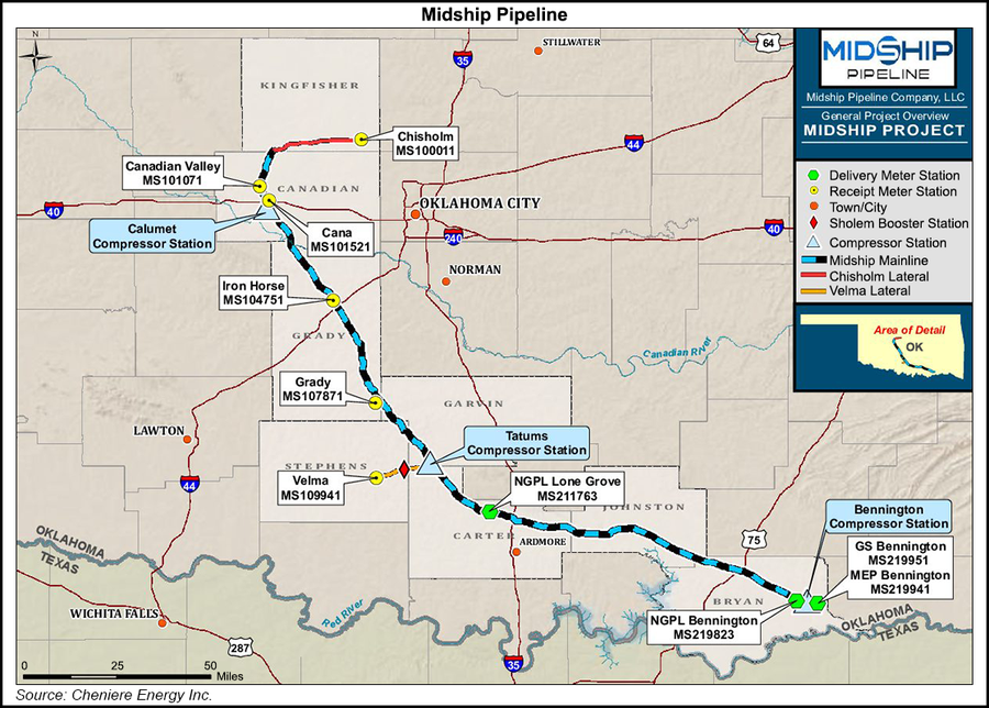 Midship Pipeline Enters Service to Move SCOOP, STACK Natural Gas South