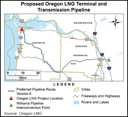 Oregon LNG Gets FERC DEIS; Discounts Court Dispute Over Site Easement